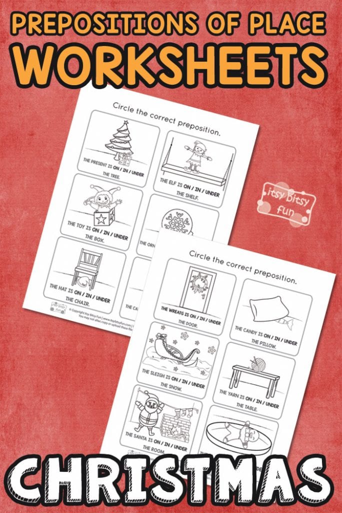 Christmas Prepositions Worksheets - Itsy Bitsy Fun