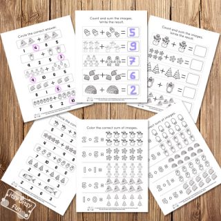 Winter Addition Worksheets to 10 - Itsy Bitsy Fun