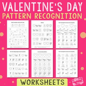 Valentine's Day Pattern Recognition Worksheets - Itsy Bitsy Fun