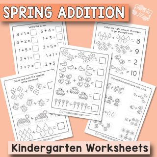 Spring Kindergarten Addition Worksheets - Itsy Bitsy Fun