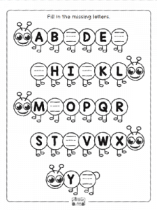 Caterpillar Fill in the Missing Letters - Alphabet Worksheets - Itsy ...