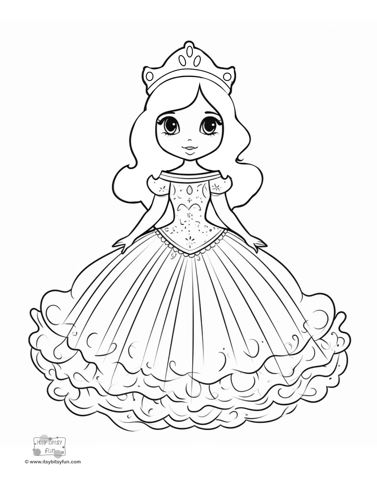 Free Printable Princess Coloring Pages - Itsy Bitsy Fun