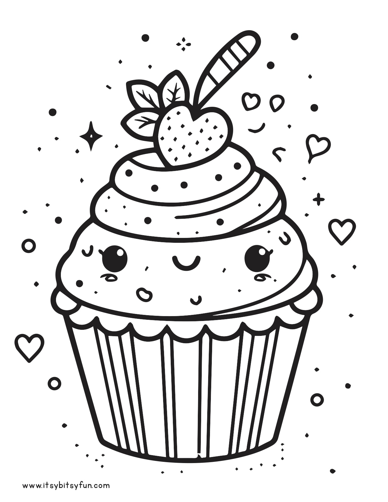 Free Printable Cupcake Coloring Pages for Kids - Itsy Bitsy Fun