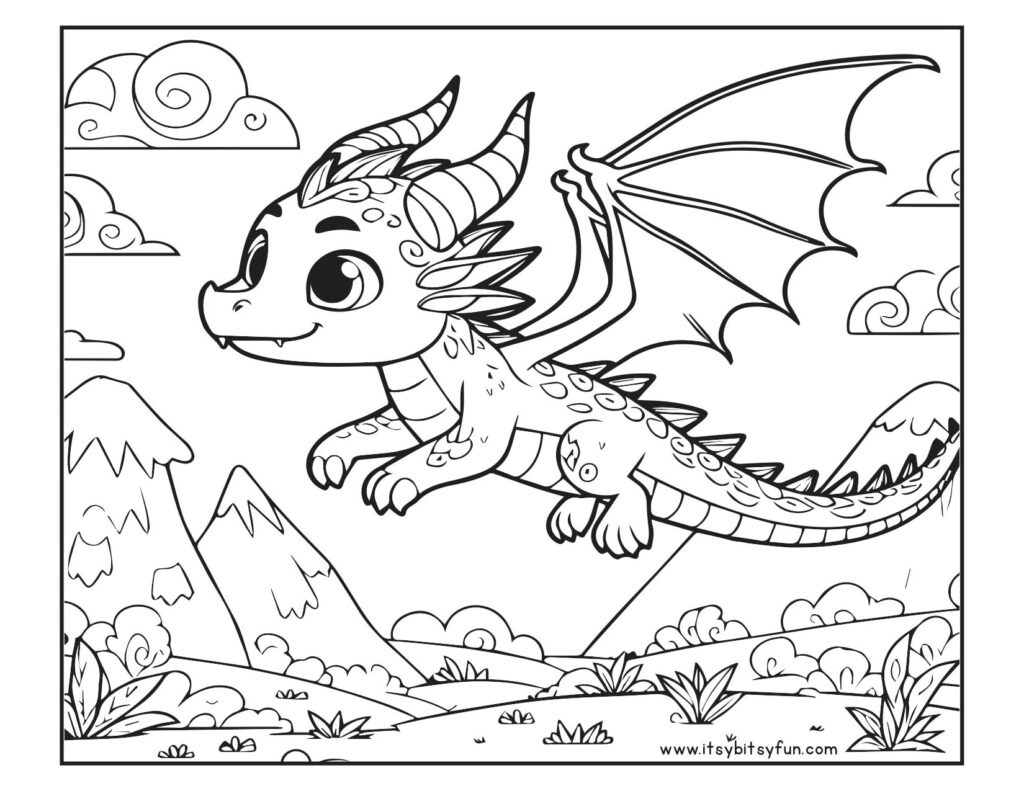 Free Printable Dragon Coloring Pages for Kids - Itsy Bitsy Fun