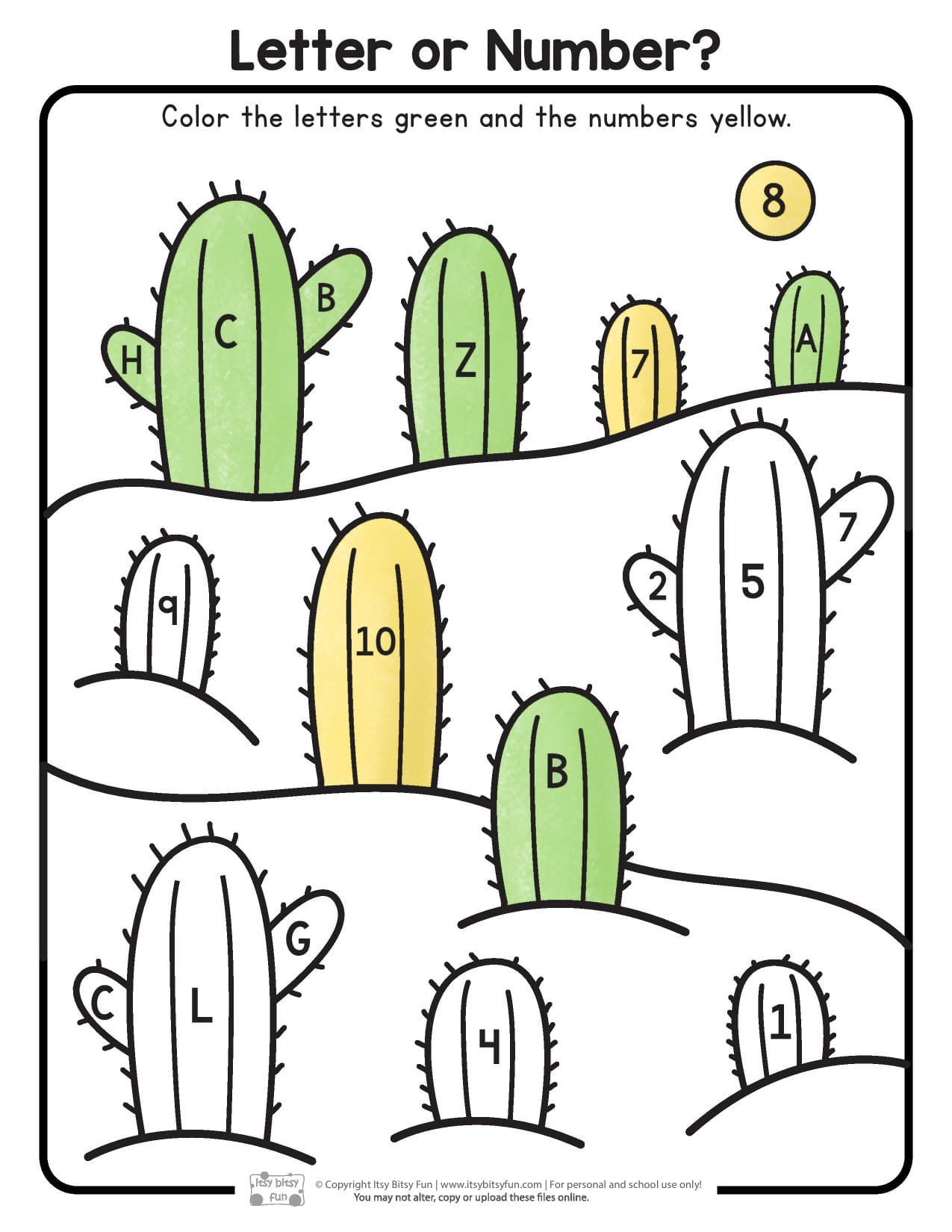 Letter or Number Worksheets - Itsy Bitsy Fun