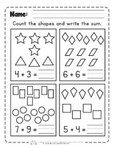 Count and Write Single Digit Addition Worksheets - Itsy Bitsy Fun