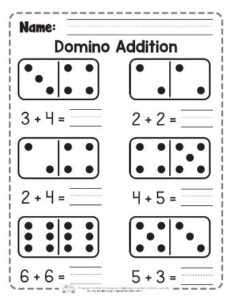 Domino Single Digit Addition Worksheets - Itsy Bitsy Fun