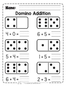 Domino Single Digit Addition Worksheets - Itsy Bitsy Fun
