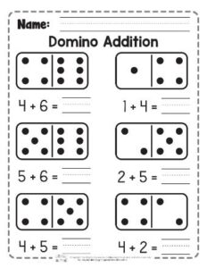 Domino Single Digit Addition Worksheets - Itsy Bitsy Fun