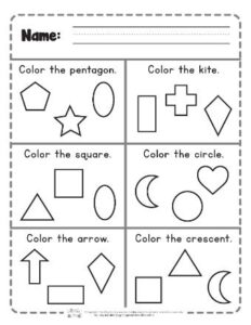 Identify and Color The Shape Worksheets - Itsy Bitsy Fun