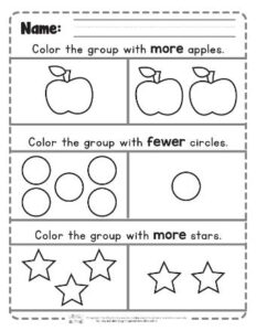 More or Less Worksheets for Kindergarten - Itsy Bitsy Fun