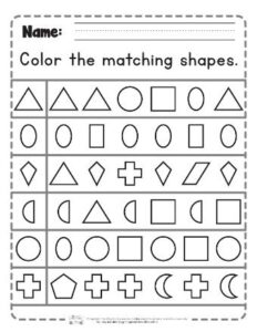 Find and Color Shape Match Worksheets - Itsy Bitsy Fun