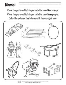Color the Rhymes Worksheets - Itsy Bitsy Fun