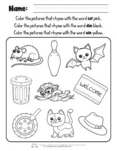 Color the Rhymes Worksheets - Itsy Bitsy Fun