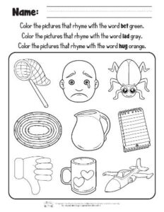 Color the Rhymes Worksheets - Itsy Bitsy Fun