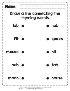 Connect the Rhymes Worksheets - Itsy Bitsy Fun