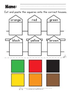 Cut and Paste Color Words Worksheets - Itsy Bitsy Fun