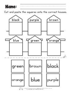 Cut and Paste Color Words Worksheets - Itsy Bitsy Fun
