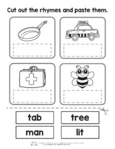 Cut and Glue Rhymes Worksheets - Itsy Bitsy Fun