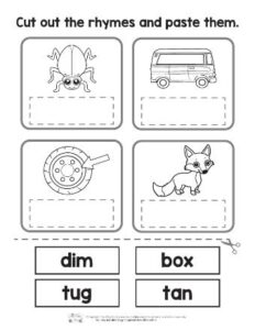 Cut and Glue Rhymes Worksheets - Itsy Bitsy Fun
