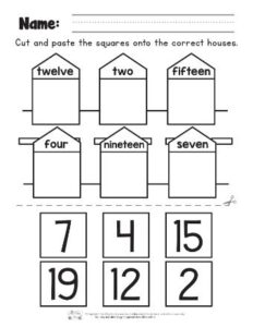 Cut and Paste Number Words Worksheets - Itsy Bitsy Fun