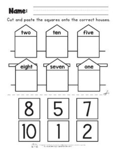 Cut and Paste Number Words Worksheets - Itsy Bitsy Fun