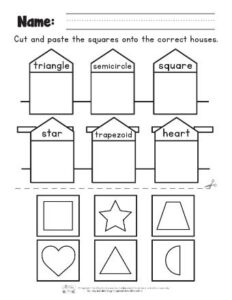 Cut and Paste Shape Names Worksheets - Itsy Bitsy Fun
