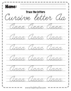 Cursive Letter A Worksheets - Itsy Bitsy Fun