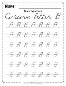 Cursive Letter B Worksheets - Itsy Bitsy Fun