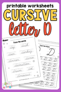 Cursive Letter D Worksheets - Itsy Bitsy Fun