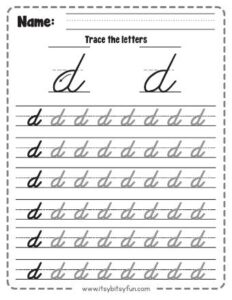 Cursive Letter D Worksheets - Itsy Bitsy Fun