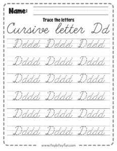 Cursive Letter D Worksheets - Itsy Bitsy Fun