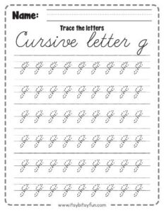Cursive Letter G Worksheets - Itsy Bitsy Fun