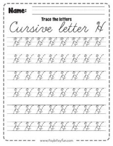 Cursive Letter H Worksheets - Itsy Bitsy Fun