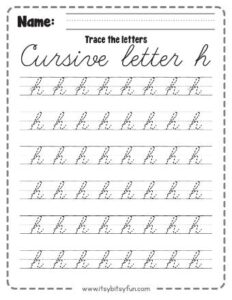 Cursive Letter H Worksheets - Itsy Bitsy Fun