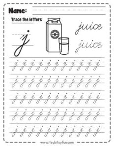 Cursive Letter J Worksheets - Itsy Bitsy Fun
