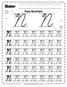 Cursive Letter N Worksheets - Itsy Bitsy Fun