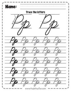 Cursive Letter P Worksheets - Itsy Bitsy Fun
