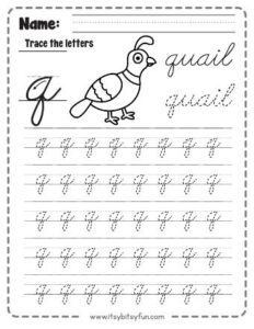 Cursive Letter Q Worksheets - Itsy Bitsy Fun