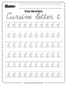 Cursive Letter T Worksheets - Itsy Bitsy Fun