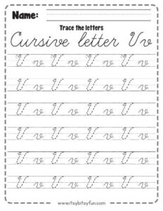 Cursive Letter V Worksheets - Itsy Bitsy Fun
