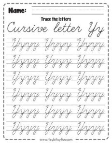 Cursive Letter Y Worksheets - Itsy Bitsy Fun