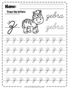 Cursive Letter Z Worksheets - Itsy Bitsy Fun
