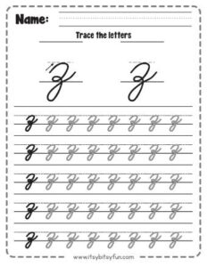 Cursive Letter Z Worksheets - Itsy Bitsy Fun