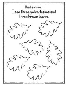 Fall Read and Color Worksheets for Kindergarten - Itsy Bitsy Fun