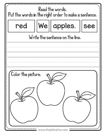 Fall Unscramble the Sentence Kindergarten Writing Worksheets - Itsy ...
