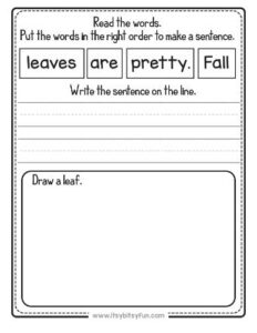 Fall Unscramble the Sentence Kindergarten Writing Worksheets - Itsy ...