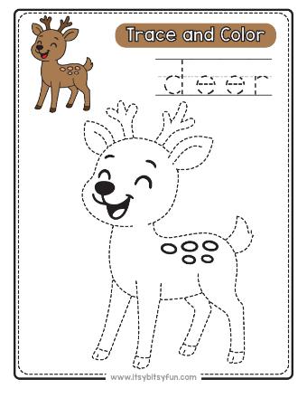 Forest Animals Trace and Color Worksheets - Itsy Bitsy Fun