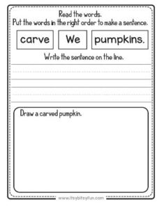 Halloween Unscramble the Sentence Kindergarten Writing Worksheets ...