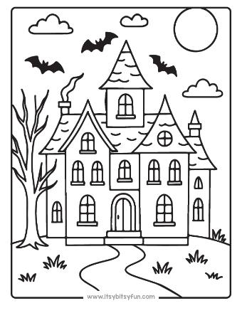Free Printable Haunted Mansion Coloring Pages - Itsy Bitsy Fun